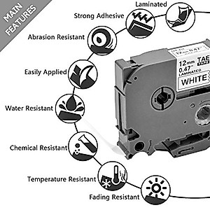10-Pack Label Maker Tape TZe231 12mm 0.47 Inch Laminated White Tz Tape Replacement for Brother P-Touch Label Maker Tape Compatible with PT-D210 PT-H110 PT-D600 PT-1230PC PT-1280