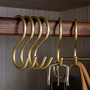 20Pcs Gold S Hooks,Aluminum Alloy S Shaped Universal Hooks,Heavy Duty S Hanger Hooks,Utility S Hooks for Bathroom,Cloakroom,Kitchen Pots Pans Cups