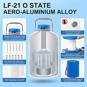 CXRCY 10L Aluminum Alloy Cryogenic Container Liquid Nitrogen (LN2) Dewar, Tank Dewar with 6 Canisters & Carry Bag, Durable, Lnsulation & Vacuum Design can Safely Store Liquid Nitrogen