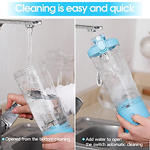 Portable Blender with 6 blades,20Oz Porsonal Mini Blender for Shakes and Smoothies,USB Rechargeable Fresh Juice Blender Handheld Blender (blue)