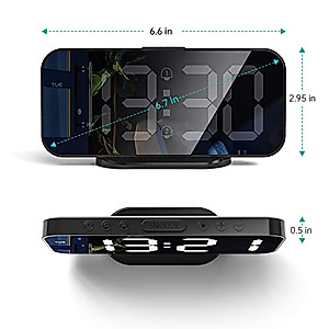 EDUP LOVE Digital Alarm Clocks, LED Mirror Electronic Clock, Snooze Mode, 12/24H, Adjust Brightness, Modern Desk & Wall Clocks for Bedroom Living Room Office - Black