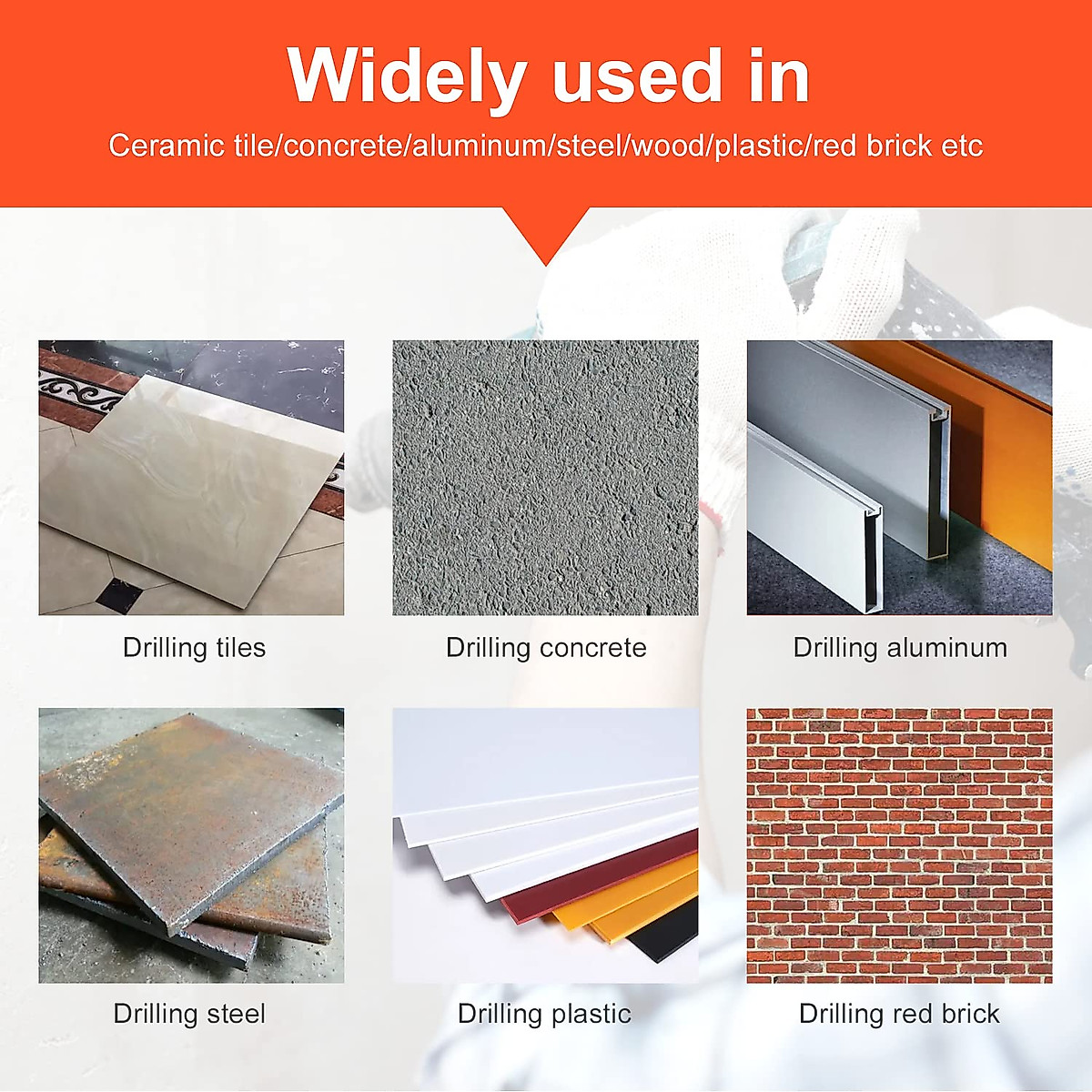 Overlord Punching Masonry Drill Bits Set for Tile, Brick, Cement, Concrete, Glass, Plastic, Cinder Block, Wood, Metal etc,Chrome Plated with Industrial Strength Carbide Tips (10 Pack) by Fryic