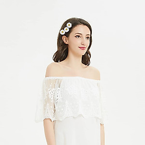 [12 Packed] Women Sweet Daisy Hairpin Side Bridesmaid Hair Clip Beach Wedding Flower Hair Accessory