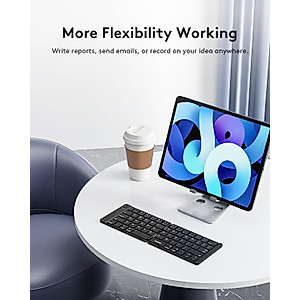 Samsers Foldable Bluetooth Keyboard - Portable Wireless Keyboard with Stand Holder, Rechargeable Full Size Ultra Slim Keyboard Compatible IOS Android Windows Smartphone Tablet and Laptop-Black