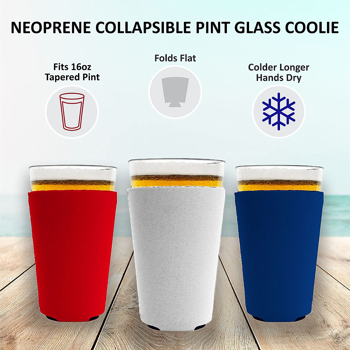 Blank Neoprene Pint Glass Coolie (12 Pack, White)