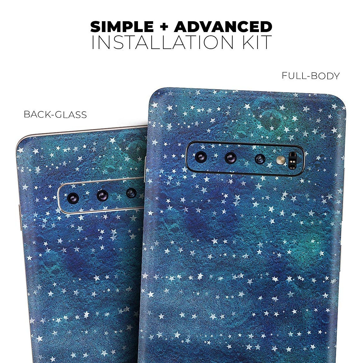 DesignSkinz The Grungy Blue Green Stars Surface Protective Vinyl Decal Wrap Skin Cover Compatible with The Samsung Galaxy S20 (Screen Trim & Back Glass Skin)