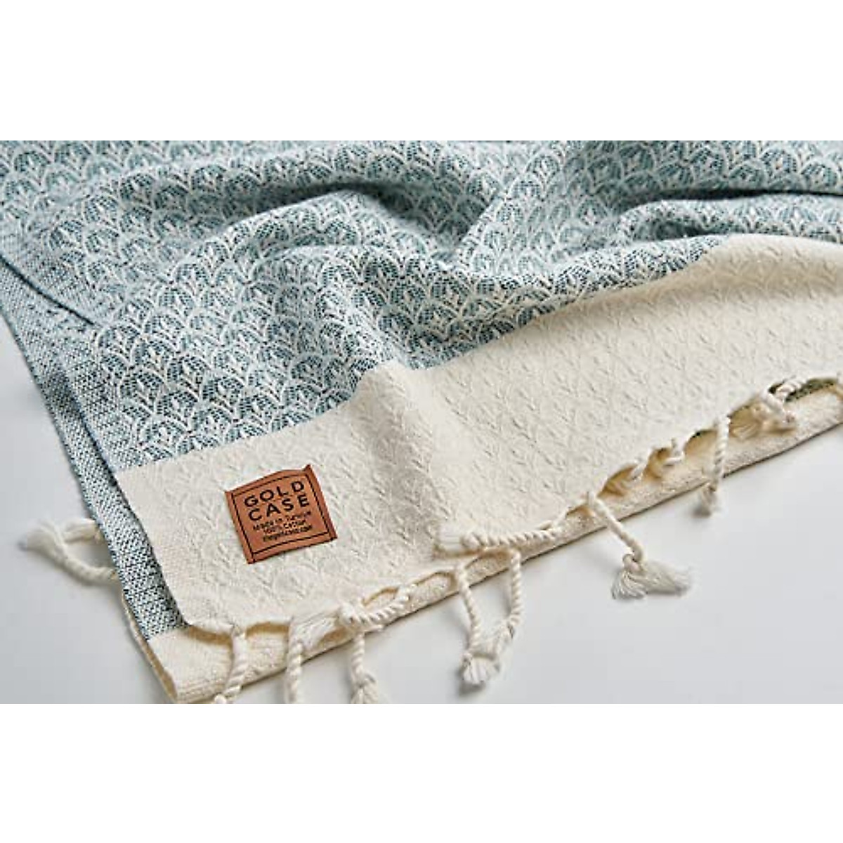 GOLD CASE Helen Original Turkish Hand Towels - Set of 4-20x40 100% Cotton Decorative Bathroom and Kitchen Towel for Hand, Face, Hair, Head, Farmhouse, Yoga, Gym. Tea Towel & Dishcloth, Aqua