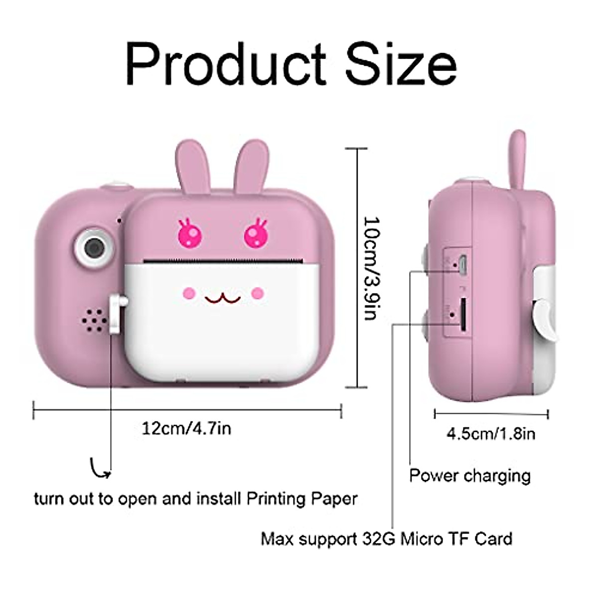 Zeerkeer Instant Print Camera for Kids 1080P HD Children Selfie Video Digital Camera with 2.4'' IPS Screen and 32GB TF Card for 3-12 Years Boys Girls Gift (Pink)