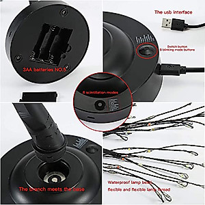 FUCHSUN Tabletop Tree Light Led Desk Lamp Artificial Tree for Home Office Decorative Branches for Party Halloween Holiday Battery USB Operated Bonsai with Timer (White Glow)