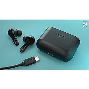 Philips T3217 True Wireless Headphones with Dual-mic Environmental Noise Cancellation for Clear Calls and IPX5 Water Resistance, Black (TAT3217BK/00)