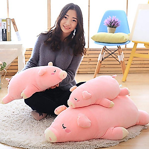 EHOTONG Pig Plush Pillow, Piggy Soft Hugging Pillow Funny Cute Pig Stuffed Animal Toys Christmas Birthday Girlfriend Gift, 27 inch