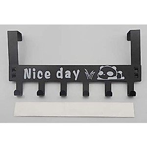 Eywlwaar Over The Door Hooks 6 Hanger Rack Decorative Metal Rack for Home Use Hats Coats Key Bag Clothes Scarfs Hooks (Black)