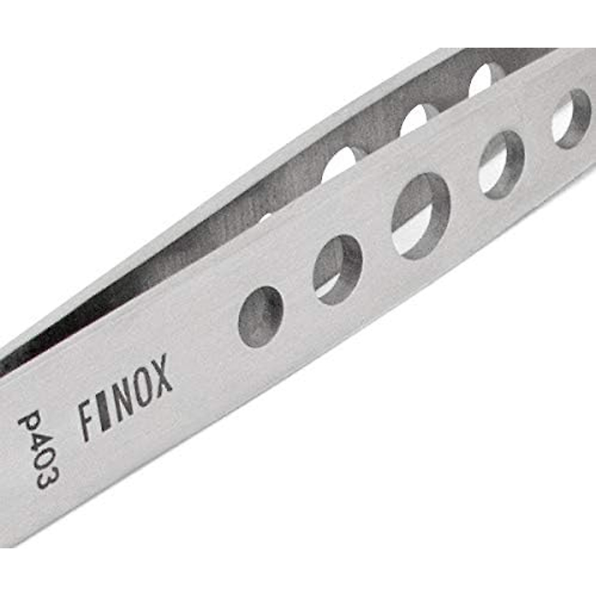 GERMANIKURE Professional Perforated Slanted Tweezers - FINOX Stainless Steel sharp tweezers in Leather Case - Professional Tweezers –Easy to use best tweezers- Ethically made in Solingen Germany 4403