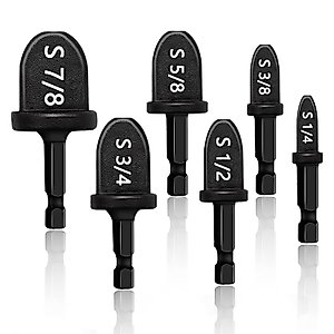 Aienxn 6PCS Swaging Tool Drill Bit Set, HVAC Repairing Set Air Conditioner Manual Copper Pipe Swage Tube Expander Soft Copper Tubing Tool with 1/4'', 3/8'', 1/2'', 5/8'', 3/4'', 7/8'' Bits Q-M-045