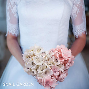 SNAIL GARDEN 24Pcs Artificial Hydrangea, 2 Colors Single Real Touch Hydrangea with Stem-Silk Bouquet with 1 Greeting Card for Wedding Party, Home Office Table Arrangements, Festival Gift(White & Pink)