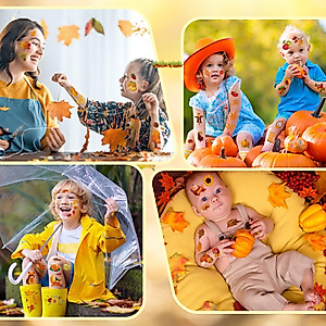 Lincia 120 Sheets Fall Thanksgiving Temporary Tattoos for Kids 24 Styles Kids Autumn Temporary Tattoos Stickers Turkey Pumpkin Leaves Harvest Face Carnival Tattoos for Children Theme Party Supplies