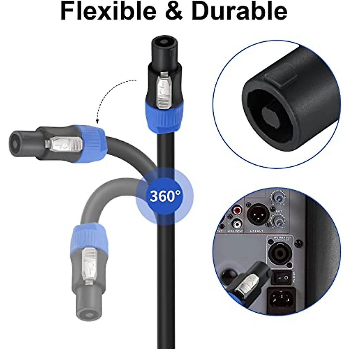 EBXYA 3 Feet Speakon Speaker Cable 12 Gauge(AWG) - Premium Speakon to Speakon Audio Cable Cord with NL4FX (NL4FC) Connector - 4 Conductor