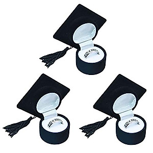 Amosfun Graduation Cap Shaped Ring Box Creative Jewelry Storage Box Ring Organizer Case Graduation Gifts for Celebration Graduation Party Supplies (Black)