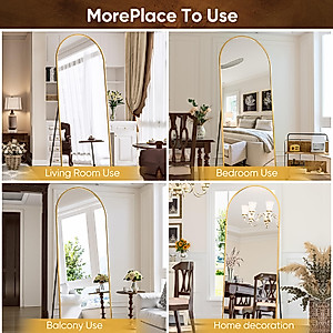 Antok Full Length Mirror, 71"x28" Arched Floor Mirror, Glassless Mirror Full Length with Stand, Floor Mirrors Freestanding, Wall Mounted Mirrors for Living Room, Gold