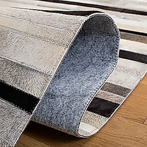 SAFAVIEH Studio Leather Collection 5' x 8' Ivory / Black STL816A Handmade Mid-Century Modern Leather Area Rug