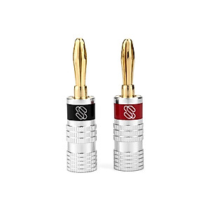 Sewell Silverback Banana Plugs, 24k Gold Dual Screw Lock Speaker Connector, 12 Pairs