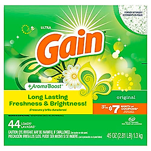 GAIN Powder Laundry Detergent for Regular & he Washers, Original Scent, 45 Oz (Packaging May Vary)