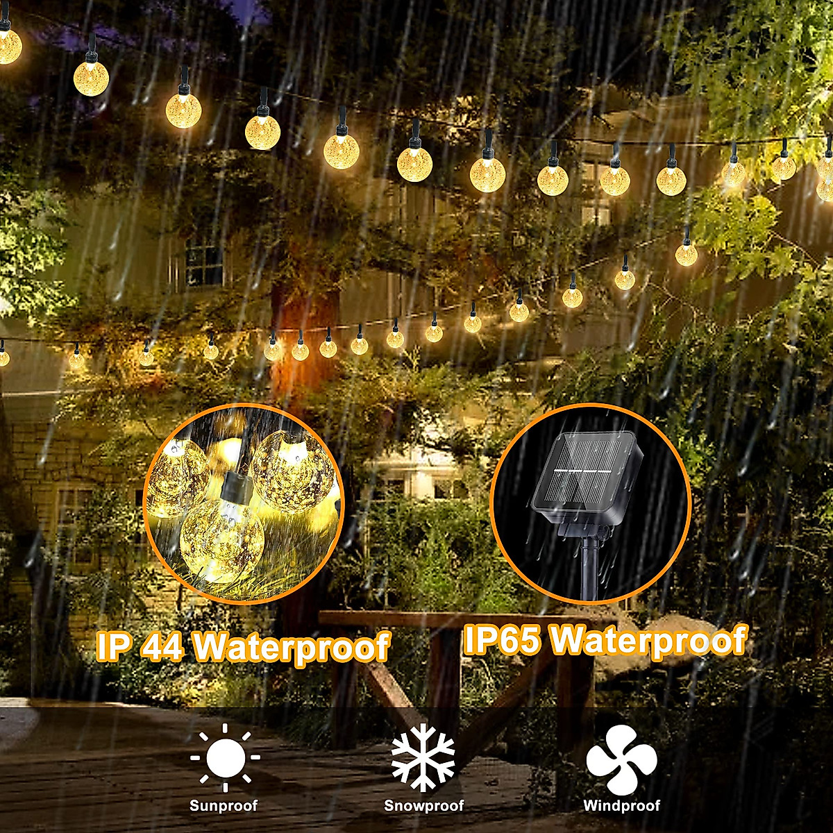 SUWITU Solar String Lights Outdoor, 23.6 ft 60 LED Garden Lights Solar Powered Waterproof Hanging Solar Lights for Indoor/Outdoor, Tree, Patio, Yard, Fence, Gazebo, Wedding Party
