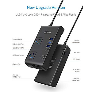 BESTEK 200W Power Inverter, DC 12V to AC 110V Car Inverter with Total 7.8A 4 USB Ports Multi-Protection Car Charger Adapter, ETL Listed(Black)