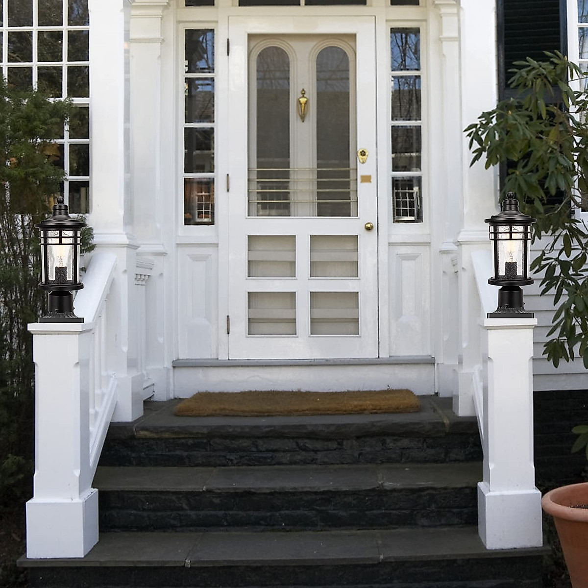 Darkaway Outdoor Post Lights Lamp Posts Outdoor Lighting, Waterproof Aluminum Post Lights Outdoor Light Fixtures with Glass, Light Posts for Outside Patio Yard (1 Pack, Black)