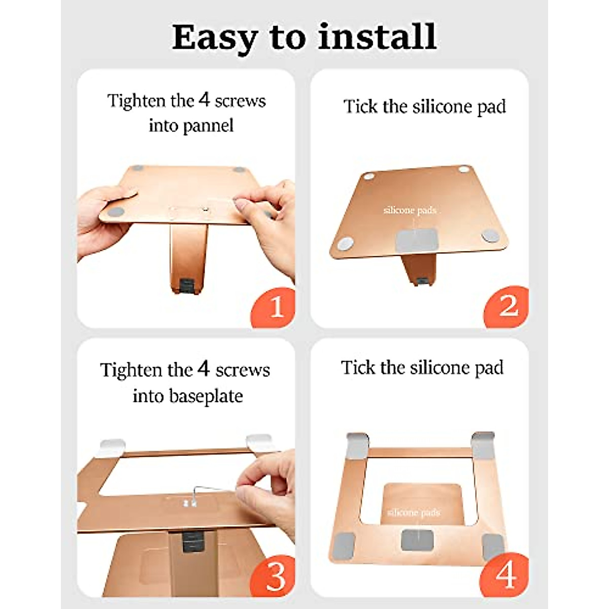 DEEDRR Laptop Stand for Desk Ergonomic Adjustable Height Angle Riser , Computer Stand Laptop Holder for 11-17 Inches Notebook MacBook Aluminum (Gold)…