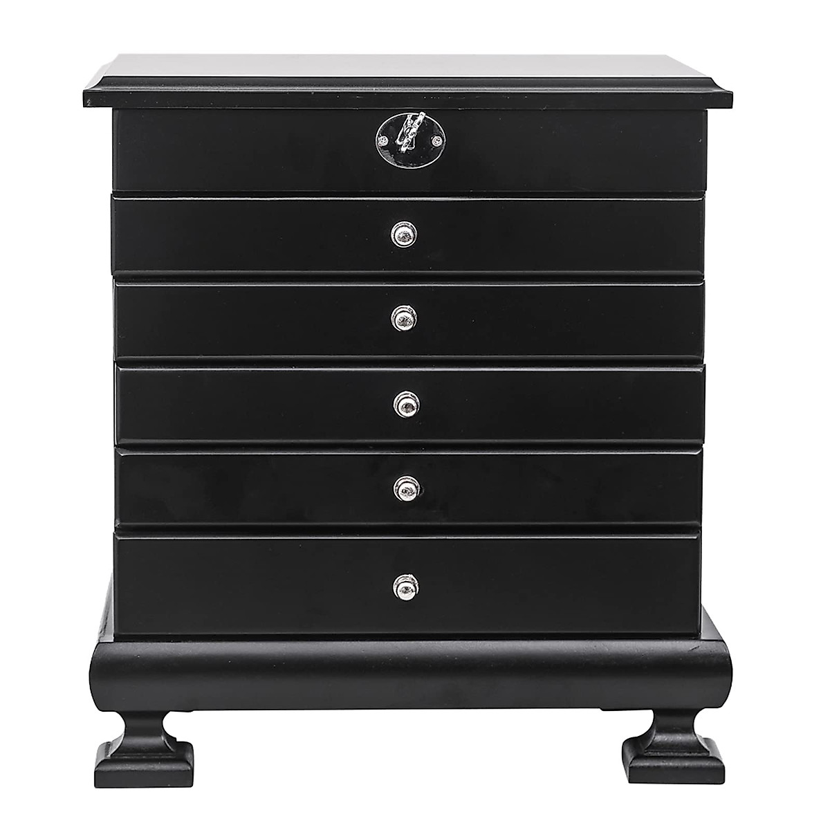 Owl's-Yard Makeup Storage Organizer with 5 Drawers Jewelry Cabinet, wood Household Multi-Layer Jewelry Skin Care Cosmetic Box Storage Rack for Necklace Earrings, Black