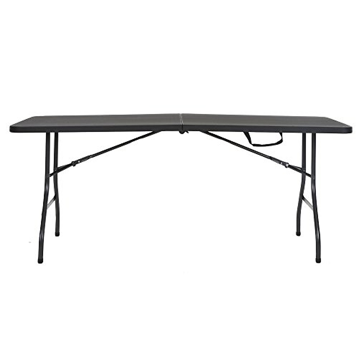 CoscoProducts Deluxe 6 foot x 30 inch Fold-in-Half Blow Molded Folding Table, Black