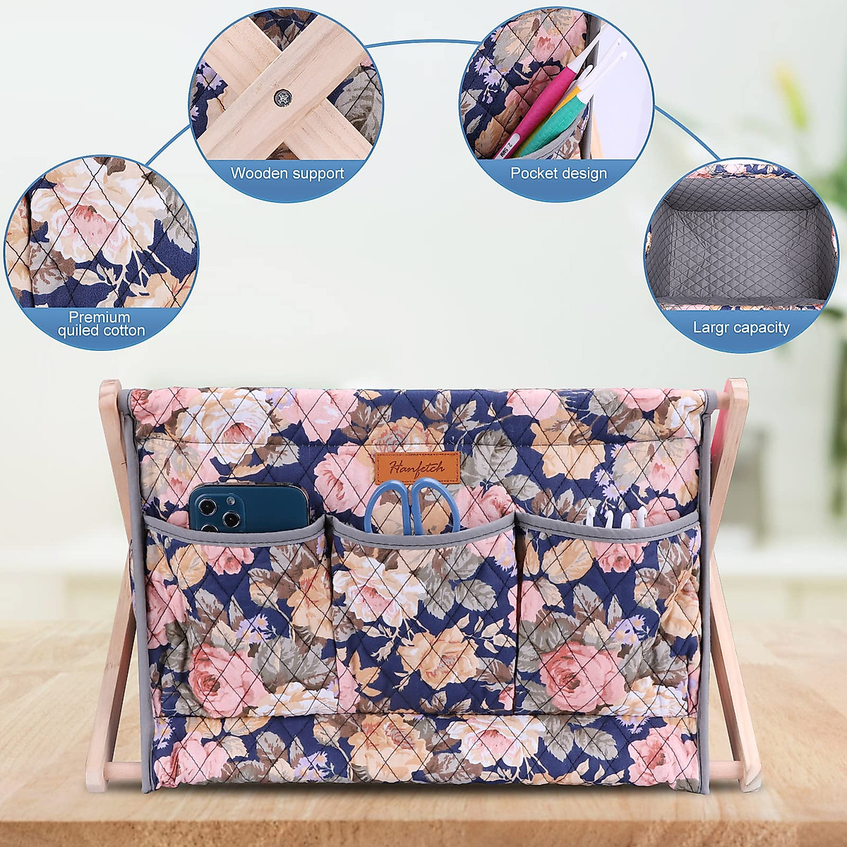 Hanfetch Yarn Caddy Large Size Yarn Storage Organizer for Yarn Skeins-Organizer for Crochet Hooks Knitting Needles Other Accessories (Peony Easy Assembly)