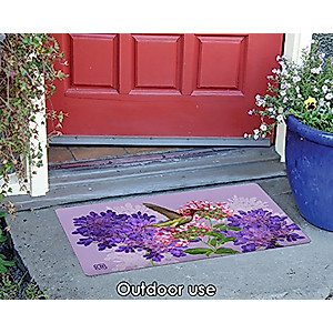 Toland Home Garden 800238 Hummingbird and Flowers Summer Door Mat 18x30 Inch Bird Outdoor Doormat for Entryway Indoor Entrance