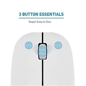 Macally 2.4G USB Wireless Mouse for Laptop and Desktop Computer, Comfortable and Long Range Computer Mouse - Cordless Mouse for Mac, Apple MacBook Pro/Air, Chromebook, or Windows PC - White