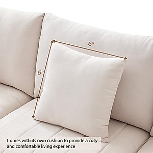 Acosure 89" Modern Sectional Sofa with Convertible Ottoman,L-Shape Couch W/ 2 Pillows,Vertical Stripes Design,Various Combinations, Indoor 5-Seat Furniture for Living Room,Apartment,Beige