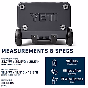 YETI Roadie 60 Wheeled Cooler with Retractable Periscope Handle, Charcoal