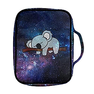 Hinthetall Galaxy Koala Bible Covers for Women Fit Standard Bible Accessories for Bible Study School Muti-Functional Carrying Book Case for Church School Nice Gift for Christains 1 Pack