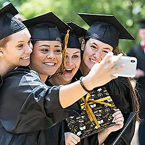 NEPOG 2022 Graduation Gift Wrapping Papers, 6 Sheets Black and Gold Gift Wrap Papers, 20 x 28 inch per sheet Folded Paper with 1 Roll Gold Ribbon for Graduation Party Gift Wrap DIY Craft