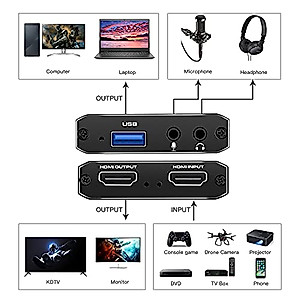 Nardool 4K HDMI Video Capture Card,USB 3.0 C Video Capture Card,Grabber Device,Full HD 1080P for Game Recording,Streaming/PS5/nintendo Switch (ND-CC-C4)