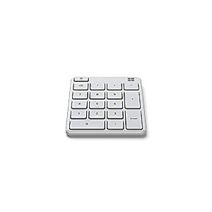 Microsoft Number Pad - Glacier. Standalone Number Pad for Numeric Input. Wireless, Bluetooth 18-Key Number Pad with Up to 24 Months Battery Life
