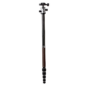 MeFoto RoadTrip Classic CF Leather Edition Lightweight 61.6" Carbon Fiber Tripod/Monopod, w/Case, Twist Locks, Dual Action Ballhead w/Arca Swiss Plate - Titanium (C1350Q1TL)