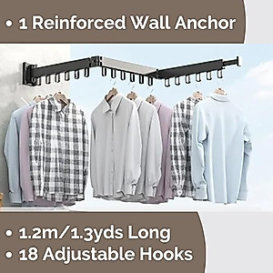 Wall Mounted Clothes Drying Rack,Laundry Rack Wall Mounted,Laundry Room Clothes Hanger,Wall Mount Clothes Drying Rack,Folding Wall Mount Clothes Hanger,Retractable Clothes Drying Rack, Drying Rack
