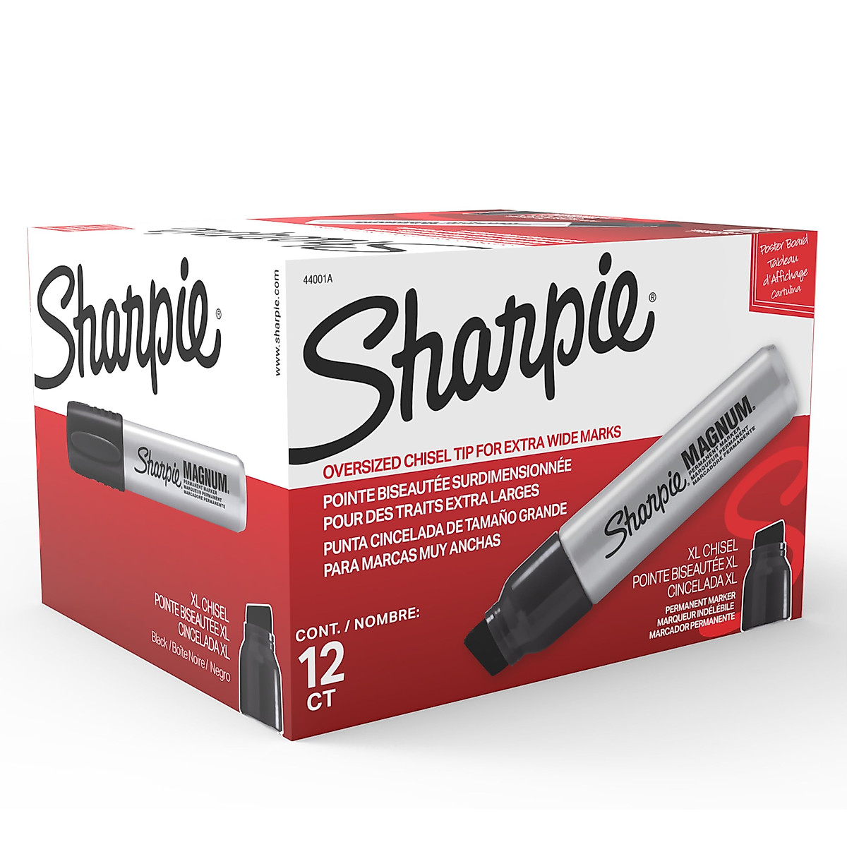 Sharpie Magnum Permanent Markers, Chisel Tip, Black, (Pack of 12)