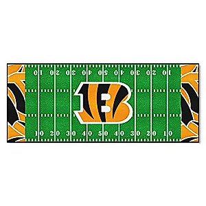 FANMATS 23229 Cincinnati Bengals Football Field Runner Rug - 30in. x 72in. Xfit Design