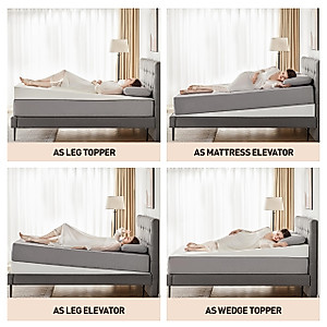 Lazyzizi Mattress Wedge Only, 7-Inch Queen Inclined Bed Wedge Mattress Topper for Acid Reflux, GERD, Neck & Back Pain, Snoring, Adjustable Elevator Under Mattress Support for Bedroom