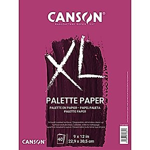 Canson Foundation Disposable Palette Pad, Coated Paper, Fold Over, 9 x 12 Inch, 40 Sheets, 9" x 12", Pink