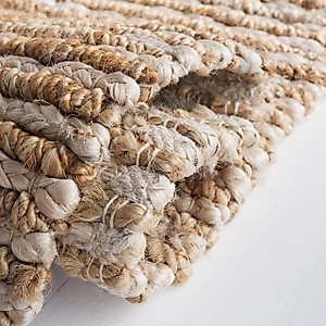 Safavieh Natural Fiber Collection Area Rug - 5' x 8', Natural & Ivory, Handmade Farmhouse Jute, Ideal for High Traffic Areas in Living Room, Bedroom (NF750B)