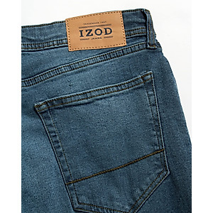 IZOD Men's Straight Fit Jeans - Comfortable Stretch Casual Pull On Denim Jeans for Men - Ultrasoft Men's Fashion Pants, Size 30W x 30L, Soft Blue