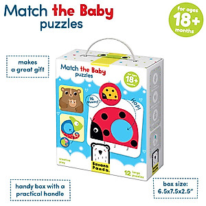 Banana Panda Match The Baby Toddler Puzzles and Matching Activity - Set includes 12 Large 2-Piece Beginner Puzzles with Round Elements to Mix and Match - for kids ages 18 months and up